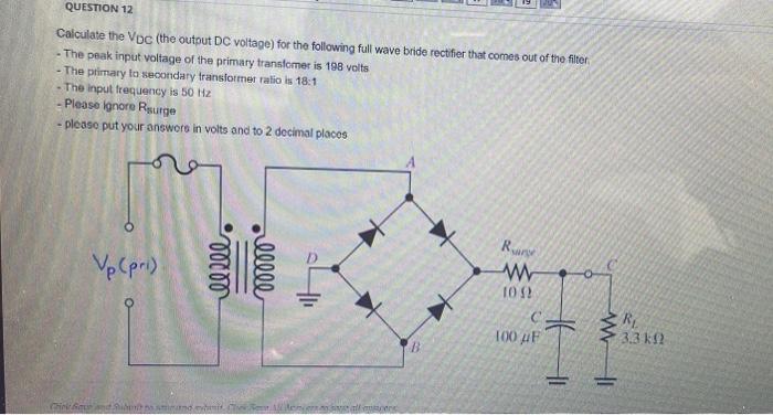 Solved Calculate the VDC (the output DC voltage) for the | Chegg.com
