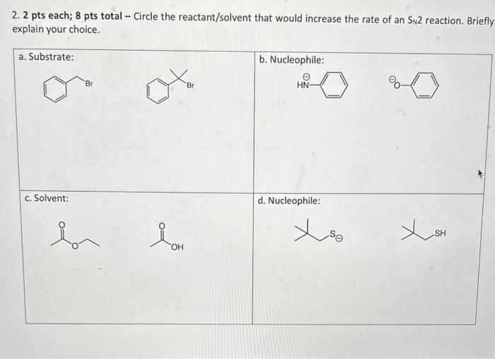 Solved 2. 2 pts each; 8 pts total - Circle the | Chegg.com