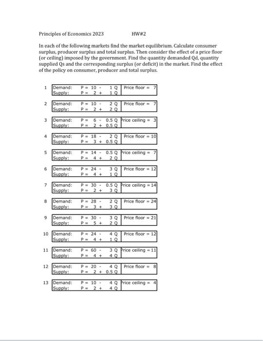 Solved HWW2 Principles of Economics 2023 In each of the | Chegg.com