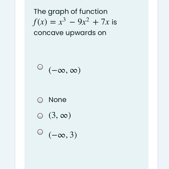 Solved The graph of function f(x) = x3 – 9x2 + 7x is concave | Chegg.com