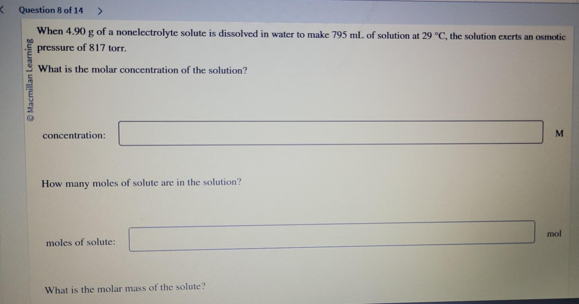 Solved When 4.90 g of a nonelectrolyte solute is dissolved | Chegg.com