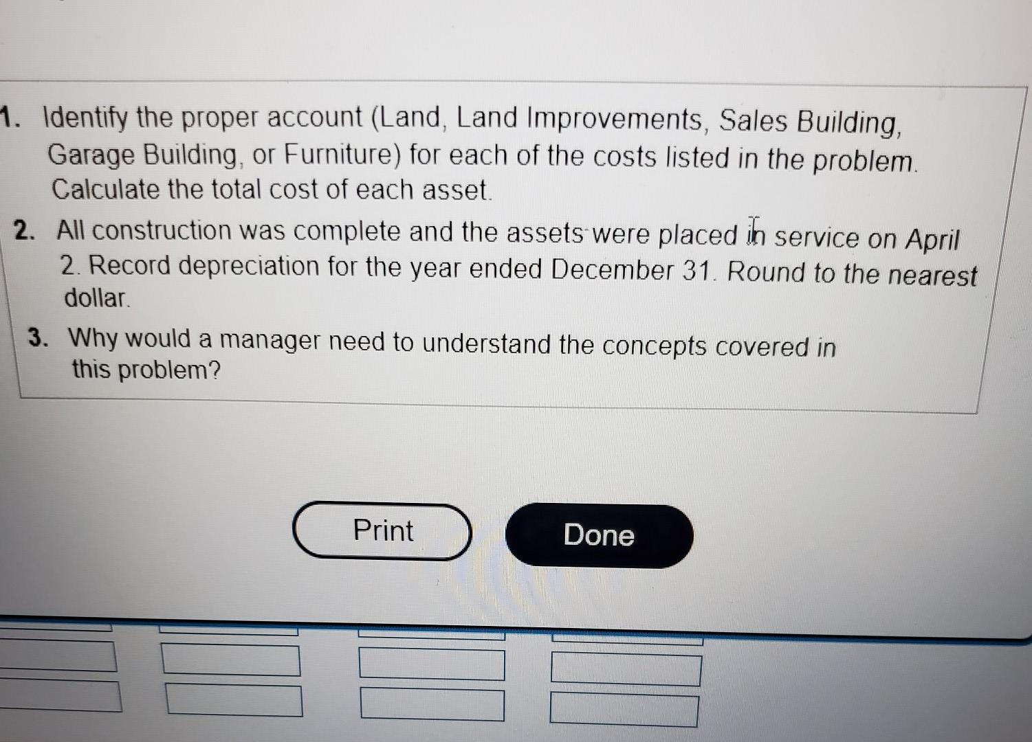 Solved Requirement 1. Identify the proper account (Land, | Chegg.com