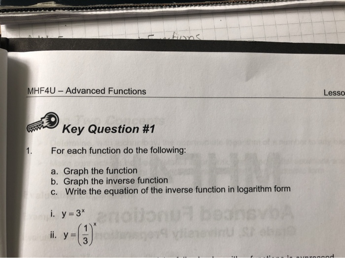 Solved ns MHF4U- Advanced Functions Lesso Key Question #1 1. | Chegg.com