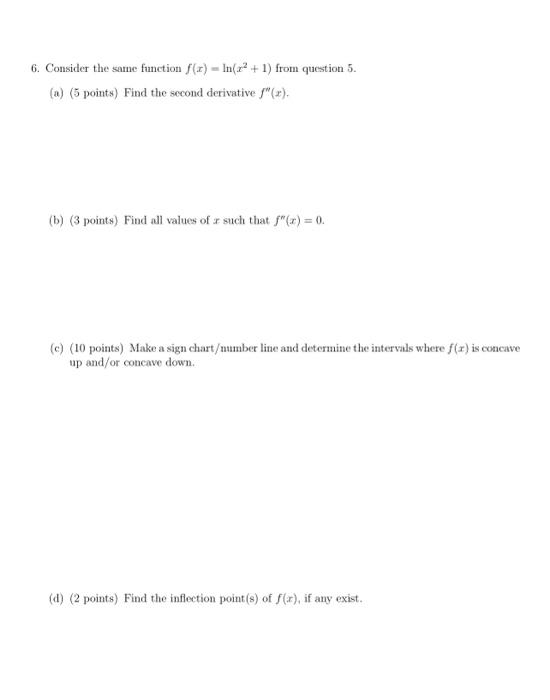 Solved Consider the same function f(x)=ln(x2+1) from | Chegg.com