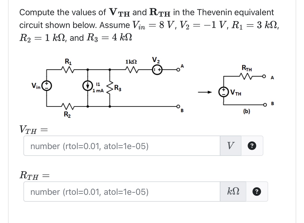 Solved Compute the values of VTH ﻿and RTH ﻿in the Thevenin | Chegg.com
