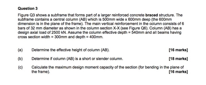 Solved Question 3 Figure 23 shows a subframe that forms part | Chegg.com