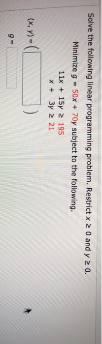 Solved Solve The Following Linear Programming Problem 
