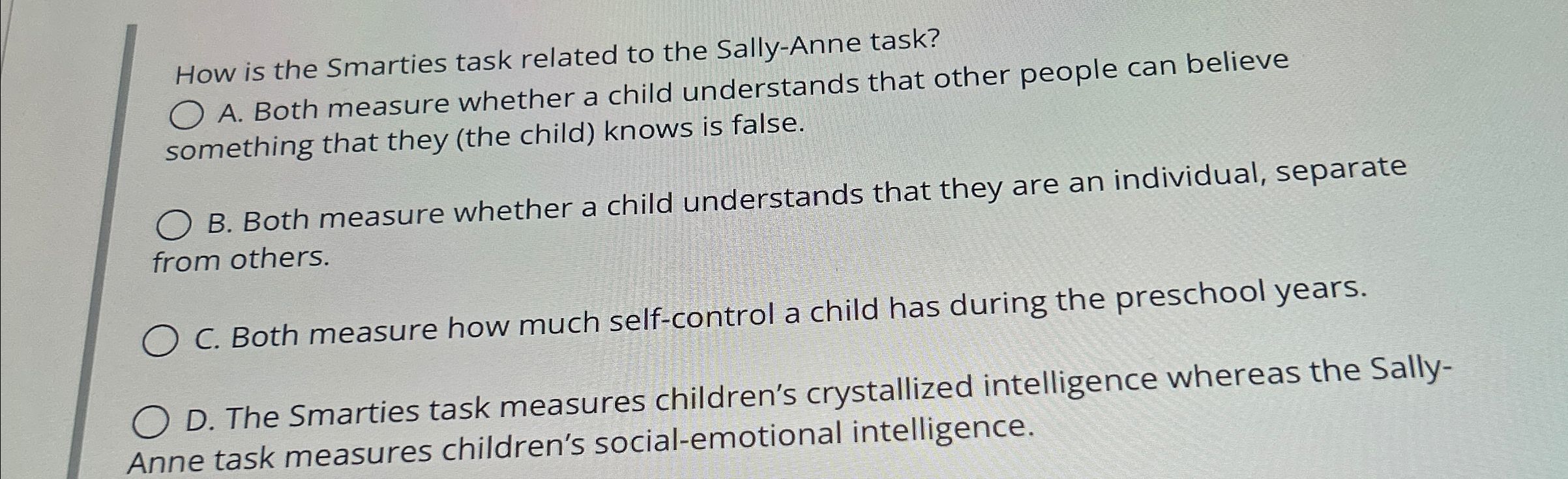 Solved How is the Smarties task related to the Sally-Anne | Chegg.com