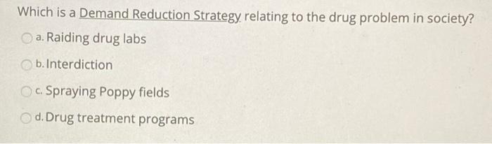 Solved Which is a Demand Reduction Strategy, relating to the | Chegg.com