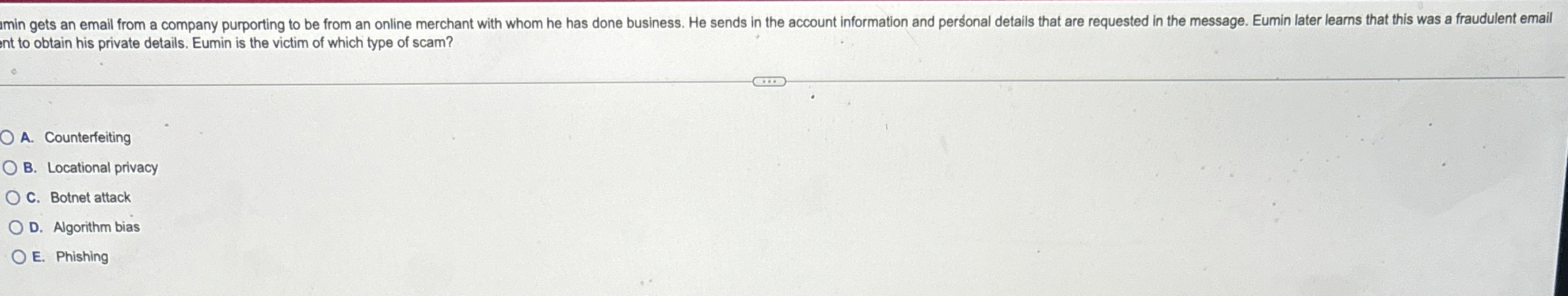 Solved int to obtain his private details. Eumin is the | Chegg.com