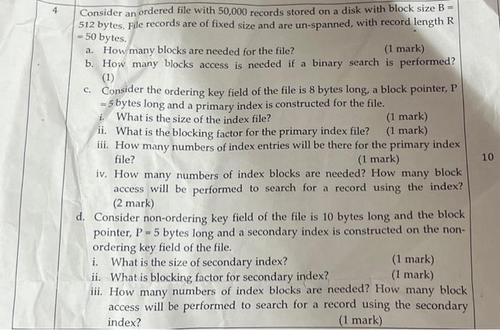 Solved Consider an ordered file with 50,000 records stored | Chegg.com