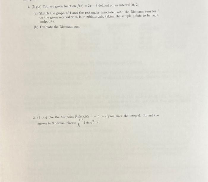 Solved 1. (5 pts) You are given function f(x)=2x−3 defined | Chegg.com