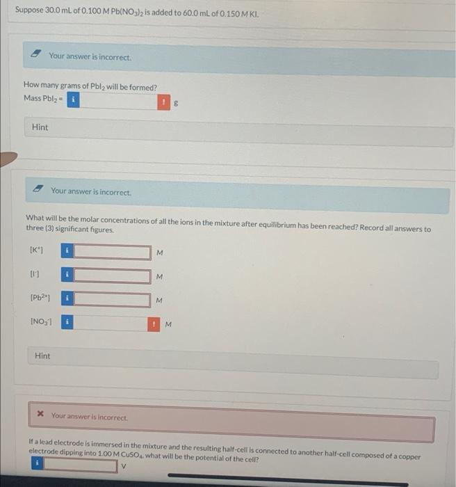 Solved How many grams of Pbl2 will be formed? Mass Pbl₂= | Chegg.com