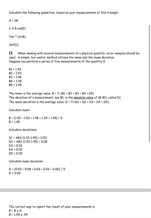 Solved Calculate the following quantities, based on your | Chegg.com