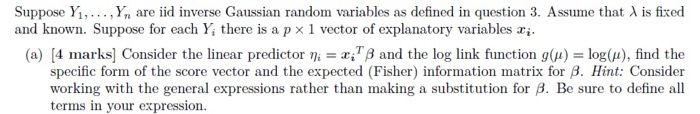 Suppose Y1,..., Ynare iid inverse Gaussian random | Chegg.com
