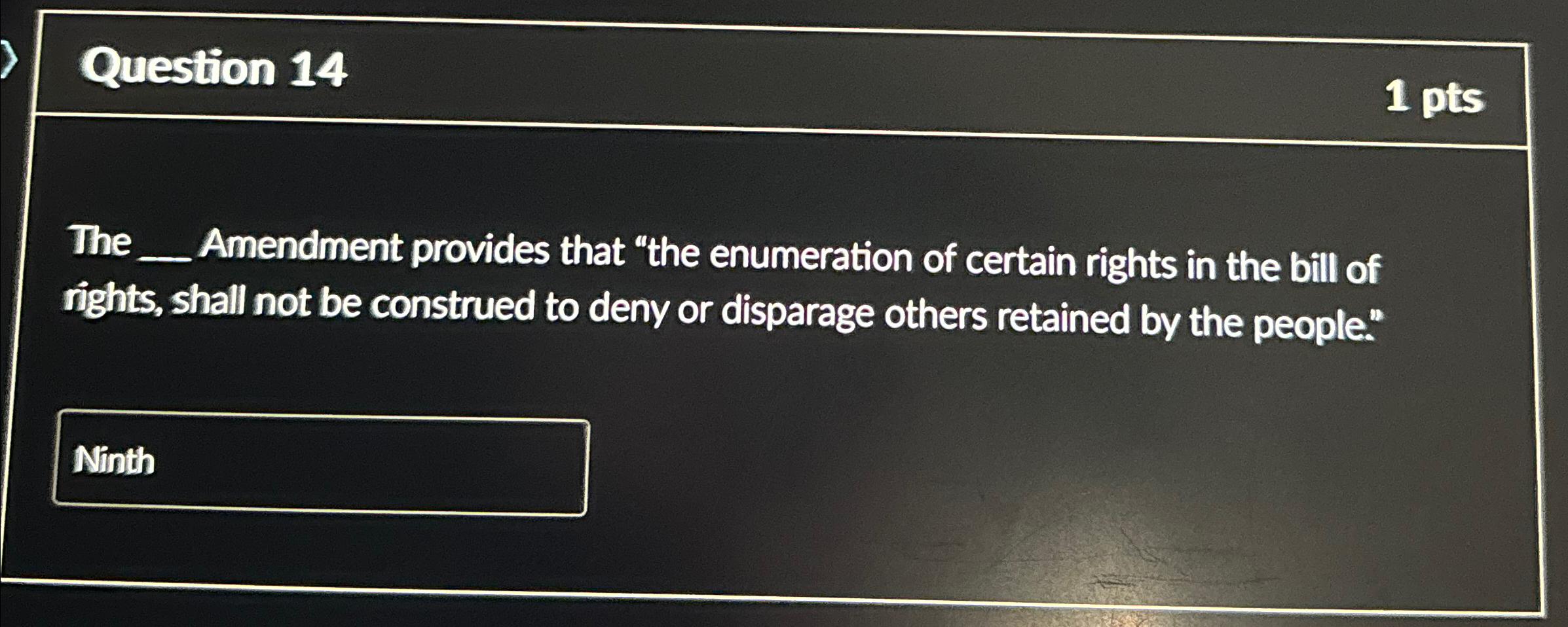 Solved Question 141 ﻿ptsThe q, ﻿Amendment provides that "the | Chegg.com