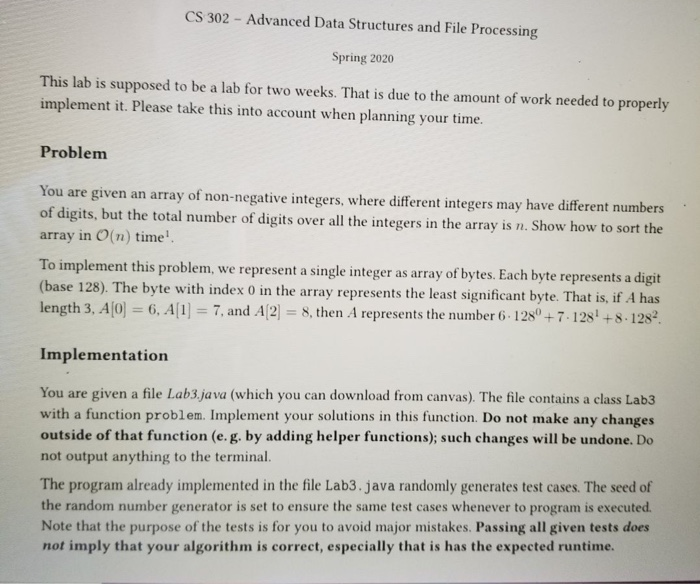 CS 302 - Advanced Data Structures and File Processing | Chegg.com