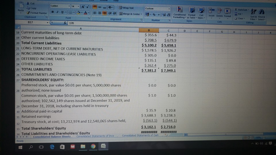 Solved Home Page Layout Formulas Data Review View Calibri - | Chegg.com