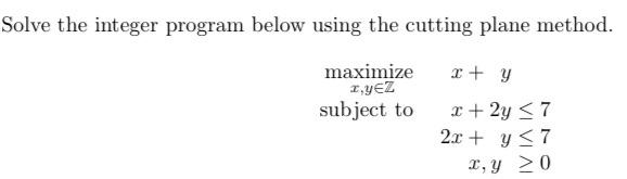 Solved Solve the integer program below using the cutting | Chegg.com