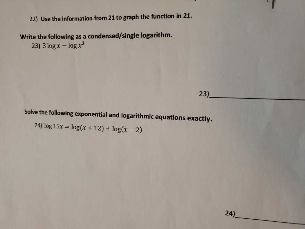 Solved 22) Use the information from 21 to graph the function | Chegg.com