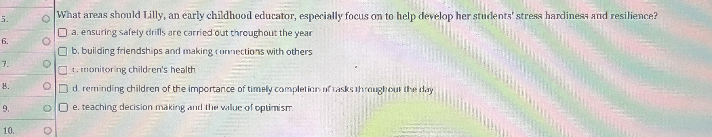 Solved What areas should Lilly, an early childhood educator, | Chegg.com