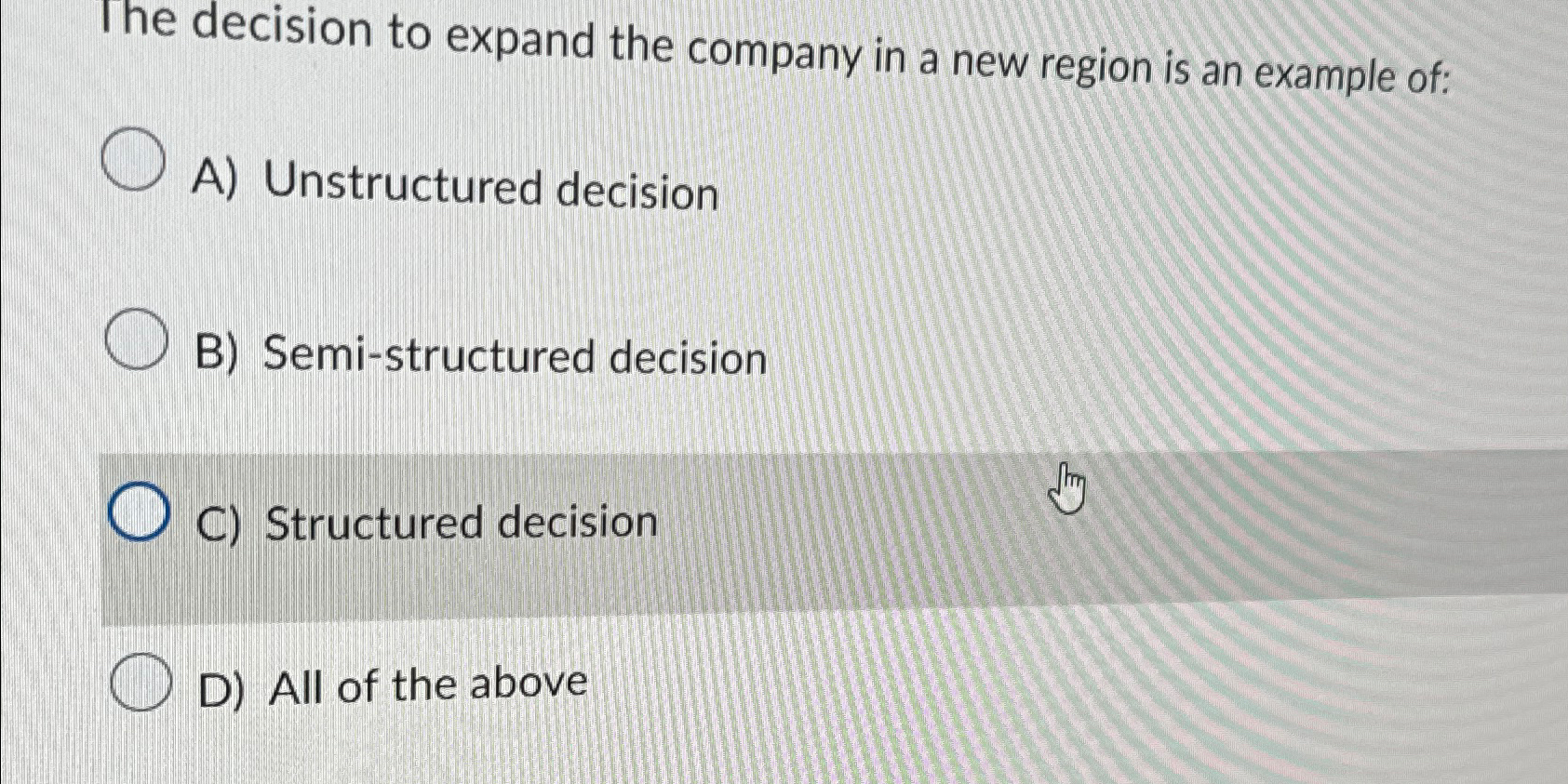 Solved The decision to expand the company in a new region is | Chegg.com