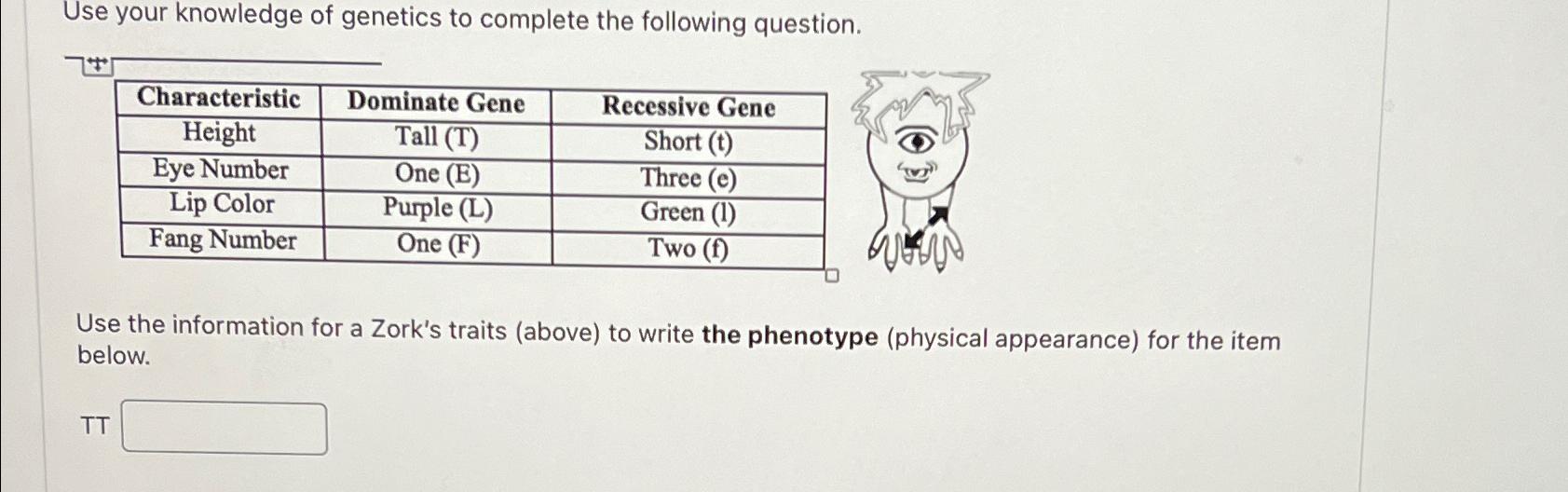 Solved Use your knowledge of genetics to complete the | Chegg.com
