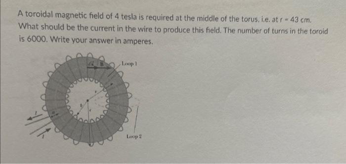 Solved A toroidal magnetic field of 4 tesla is required at | Chegg.com