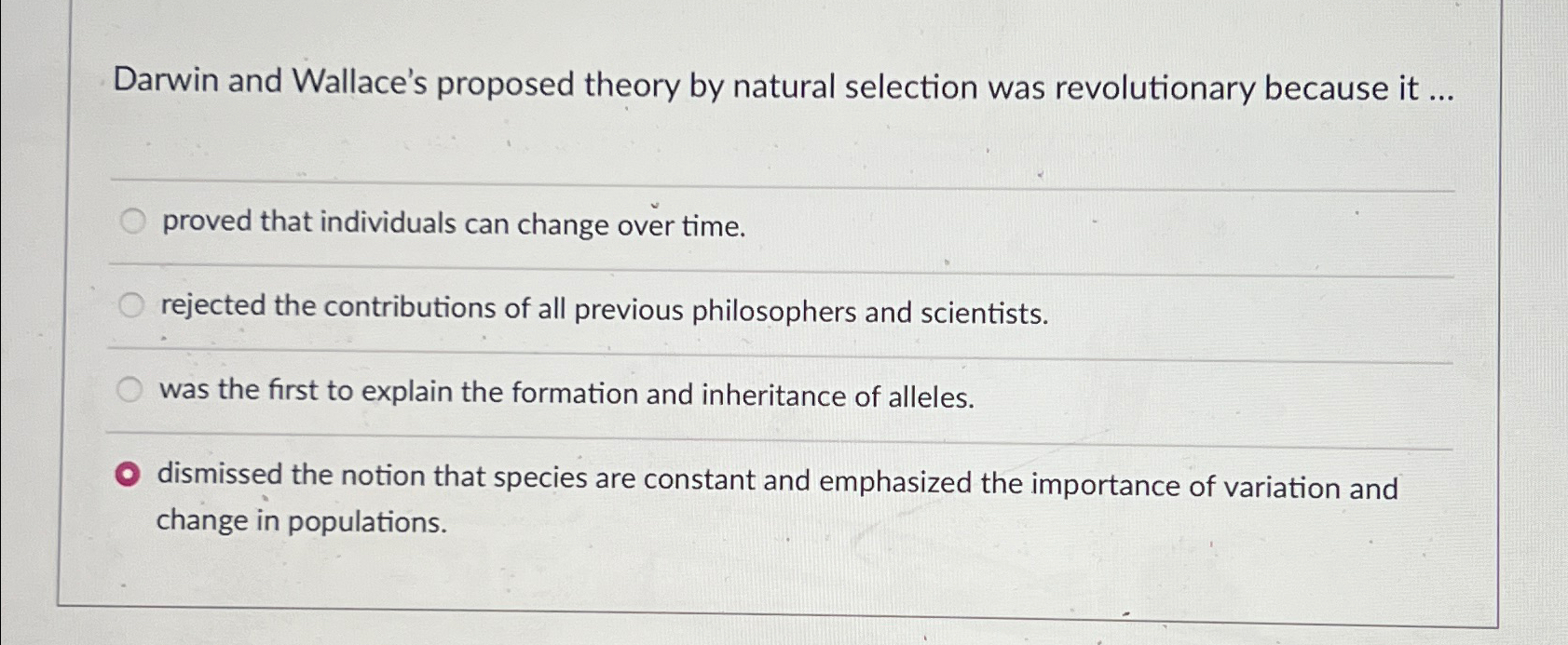 Solved Darwin and Wallace's proposed theory by natural | Chegg.com