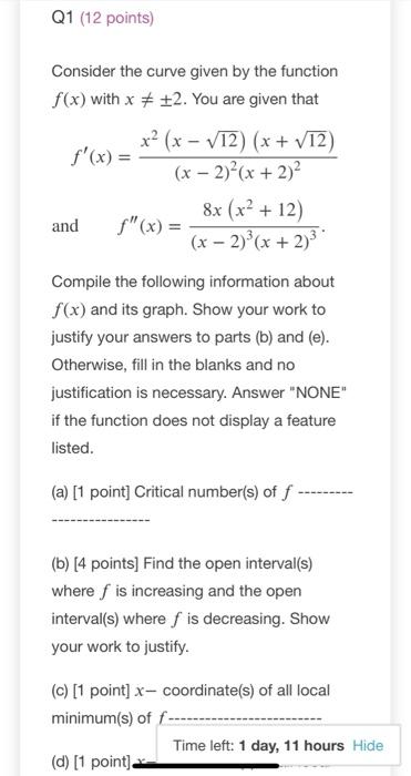 Solved Q1 (12 points) Consider the curve given by the | Chegg.com