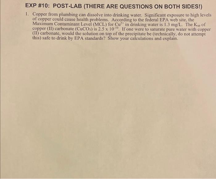 Solved Exp 10 Post Lab There Are Questions On Both