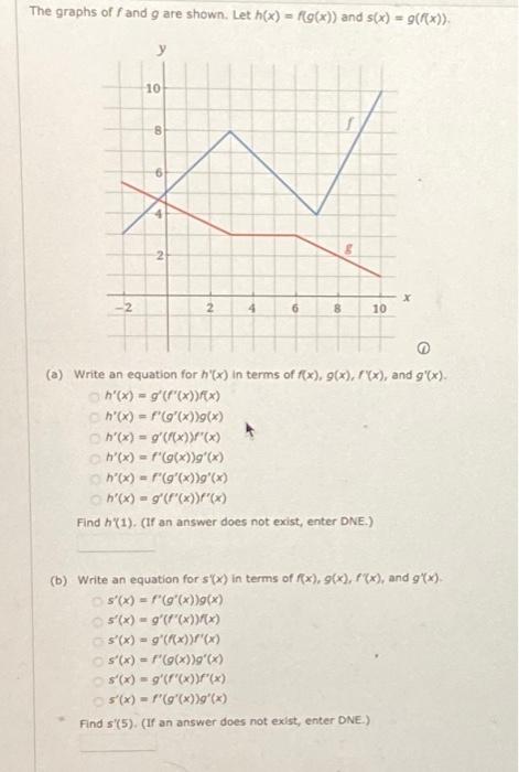 Solved The graphs of f and g are shown. Let h(x) = f(g(x)) | Chegg.com