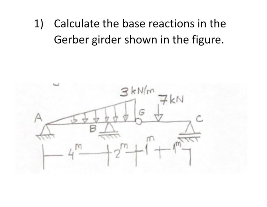 Solved 1) Calculate the base reactions in the Gerber girder | Chegg.com
