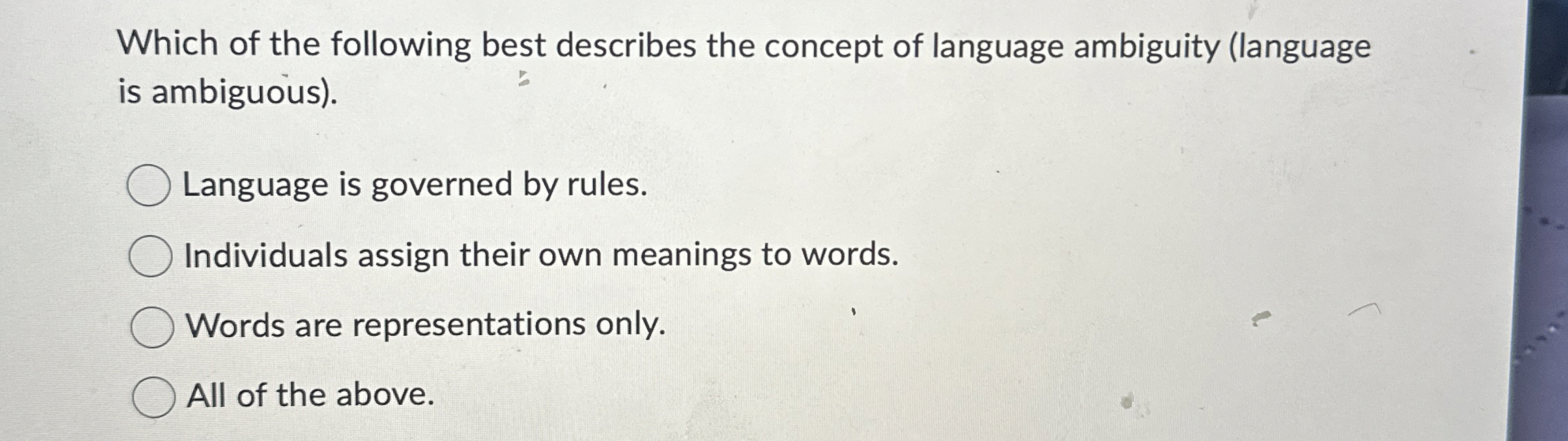 Solved Which of the following best describes the concept of | Chegg.com
