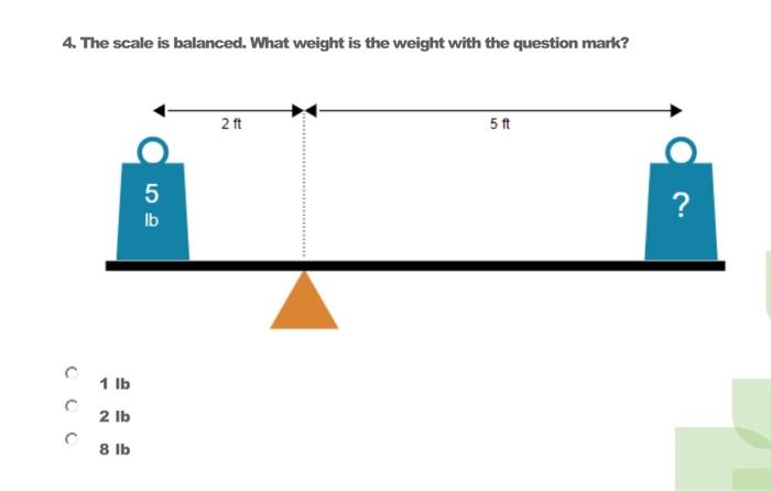 Solved 4. The scale is balanced. What weight is the weight | Chegg.com