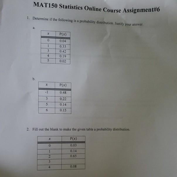 Solved MAT150 Statistics Online Course Assignment#6 1. | Chegg.com