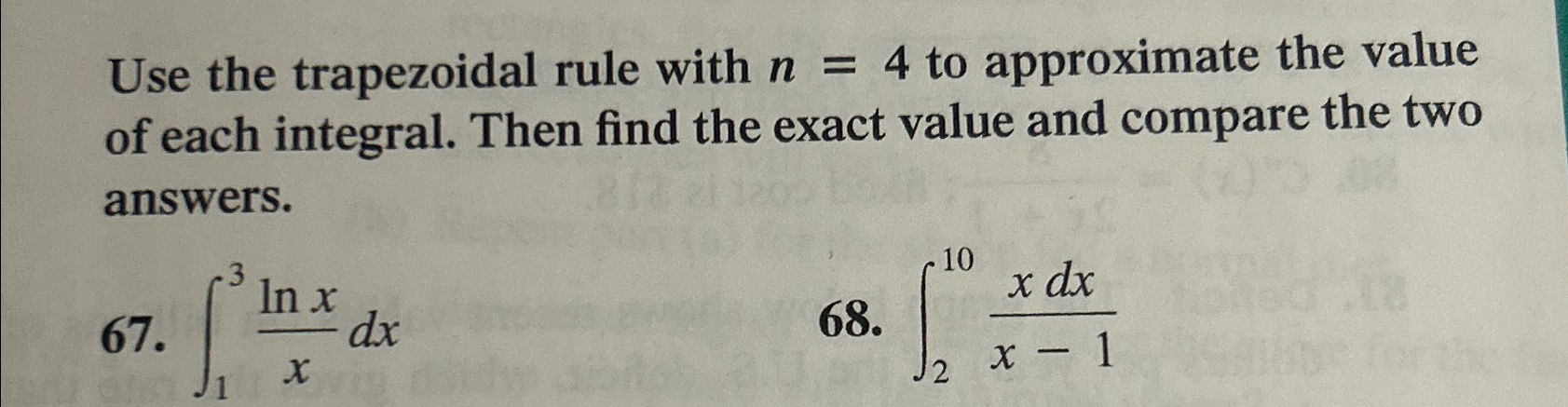 Use the trapezoidal rule with n=4 ﻿to approximate the | Chegg.com