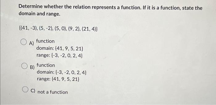 Solved Determine Whether The Relation Represents A Function
