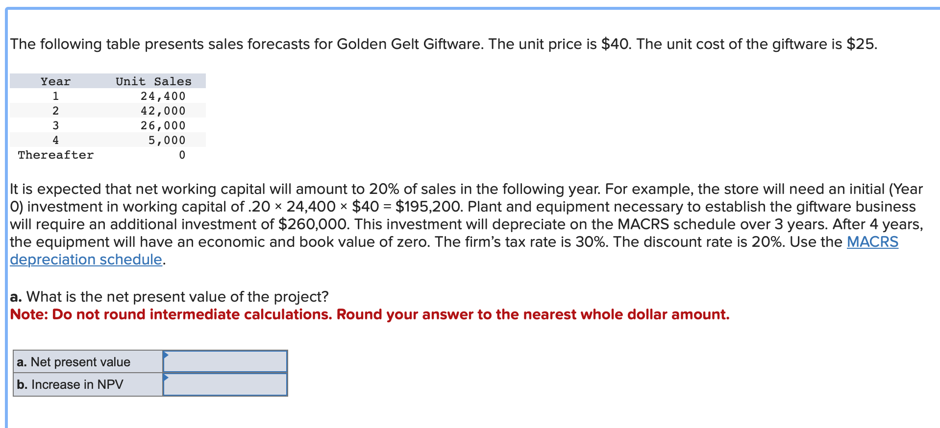 The following table presents sales forecasts for | Chegg.com