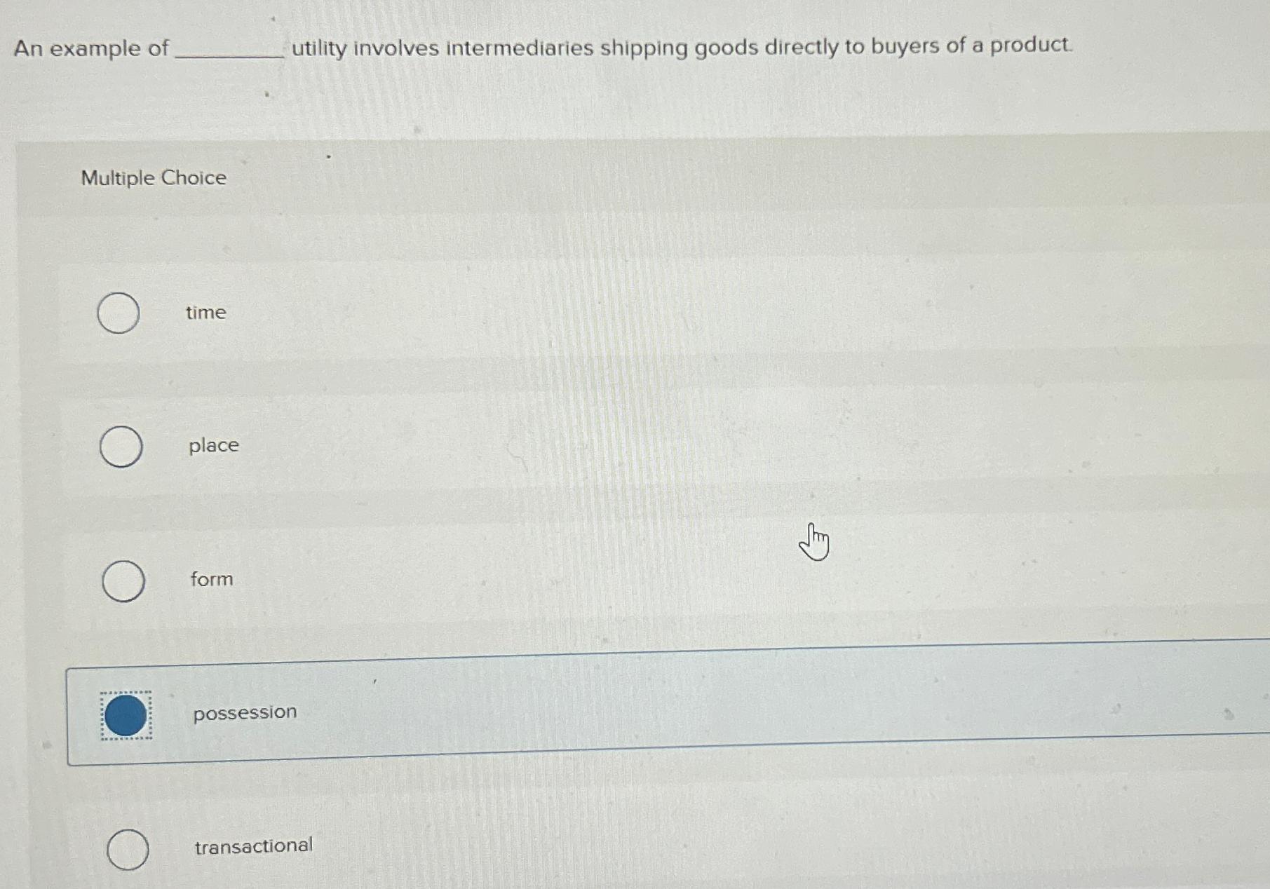 Solved An example of utility involves intermediaries | Chegg.com