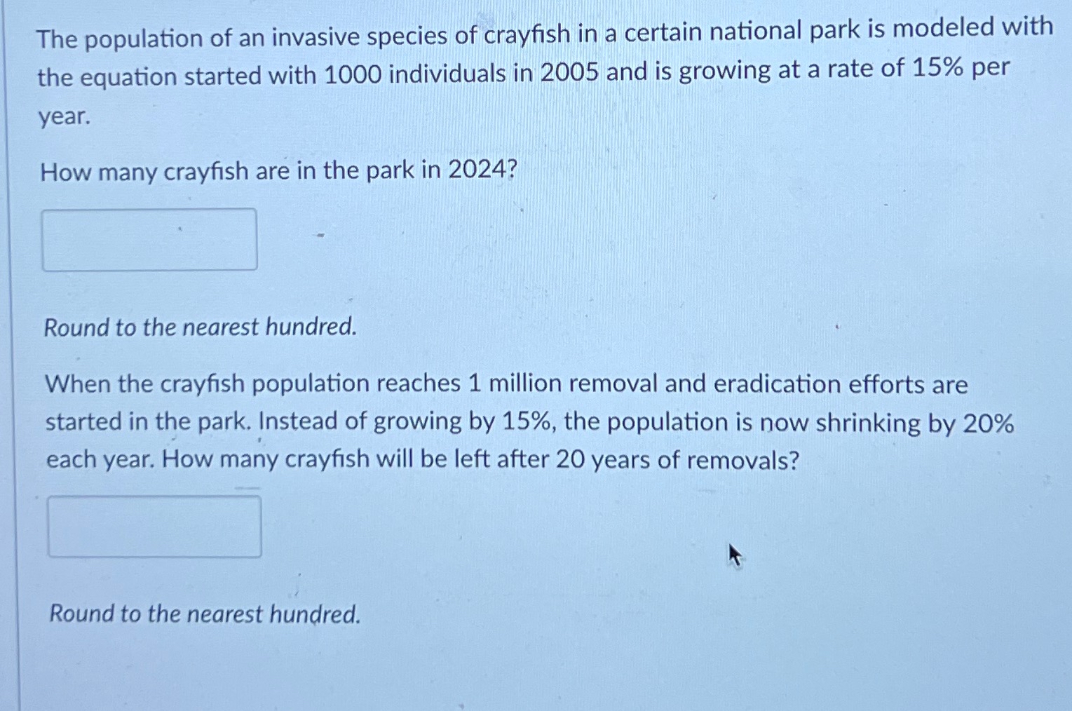 Solved How to solve The population of an invasive species of | Chegg.com