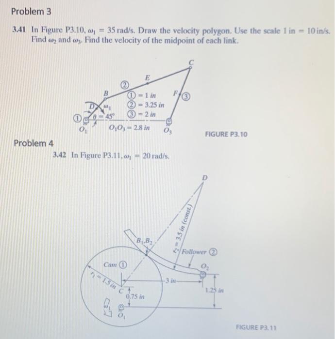 Solved 3.41 In Figure P3.10, ω1=35rad/s. Draw the velocity | Chegg.com