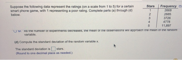 Solved 1 Suppose the following data represent the ratings | Chegg.com