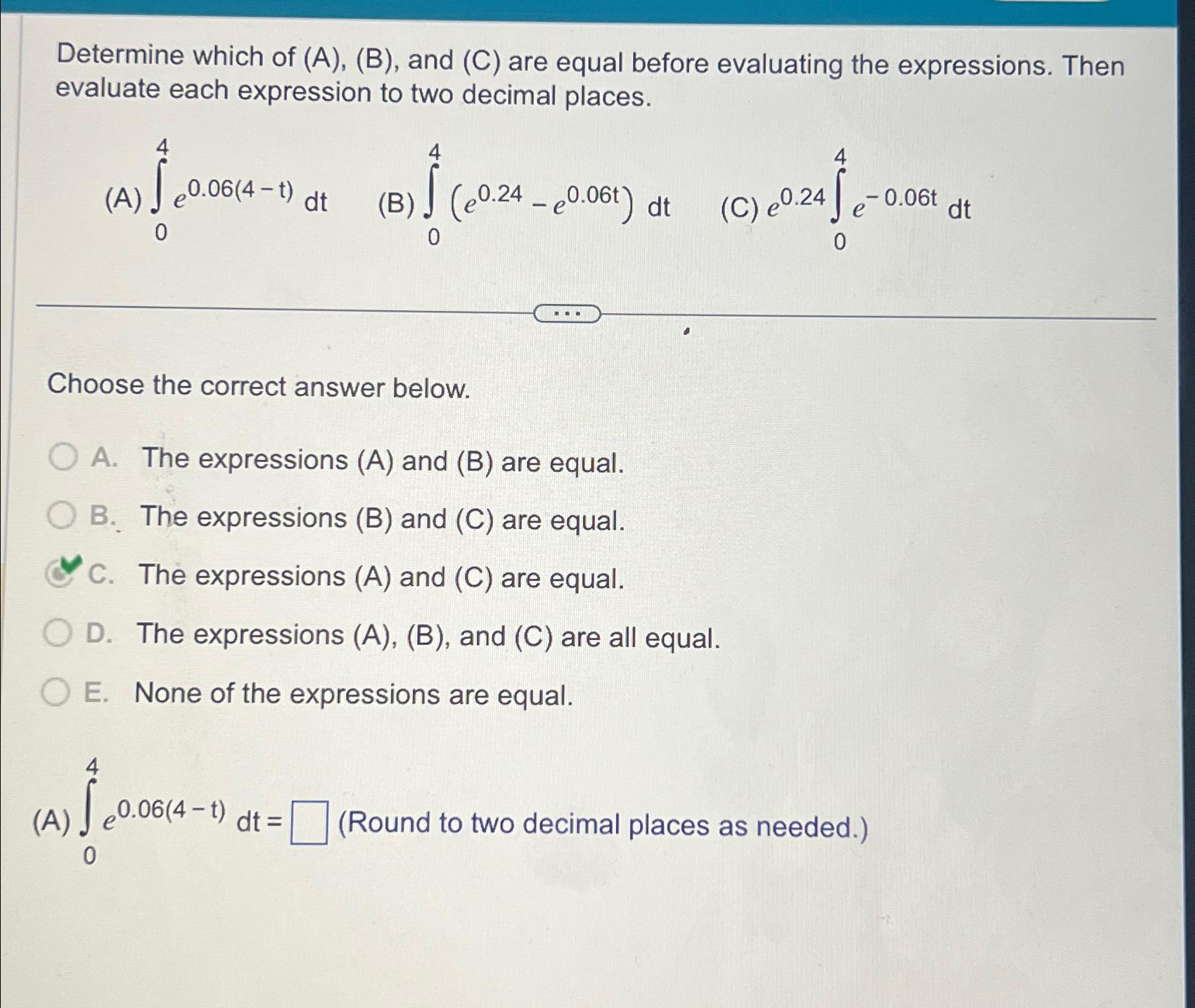 Solved Determine which of (A),(B), ﻿and (C) ﻿are equal | Chegg.com