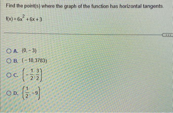 Solved Find the point(s) where the graph of the function has | Chegg.com