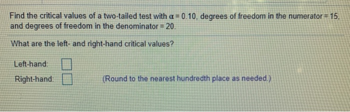 Solved Find the critical values of a two-tailed test with a | Chegg.com