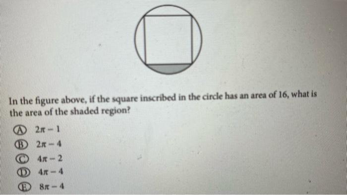 Solved In the figure above, if the square inscribed in the | Chegg.com