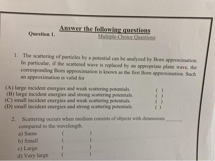 Solved Question 1. Answer the following questions | Chegg.com