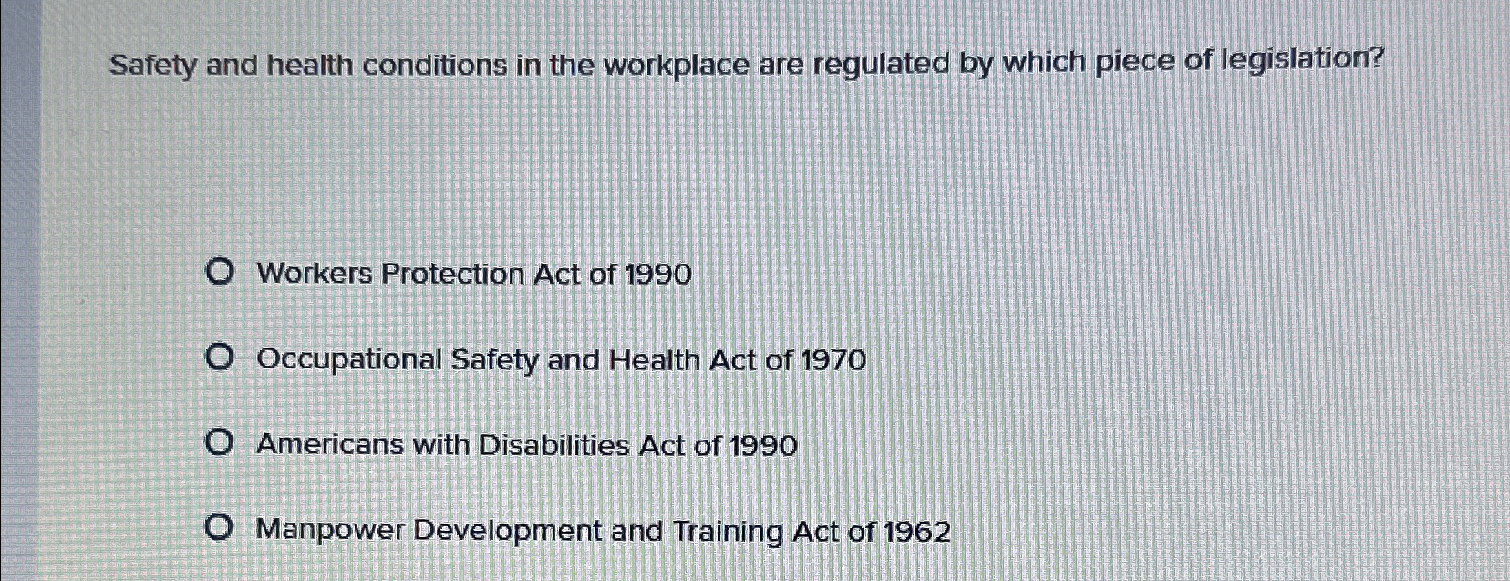 Solved Safety and health conditions in the workplace are | Chegg.com