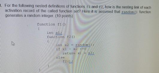 Solved 3. For the following nested definitions of functions | Chegg.com